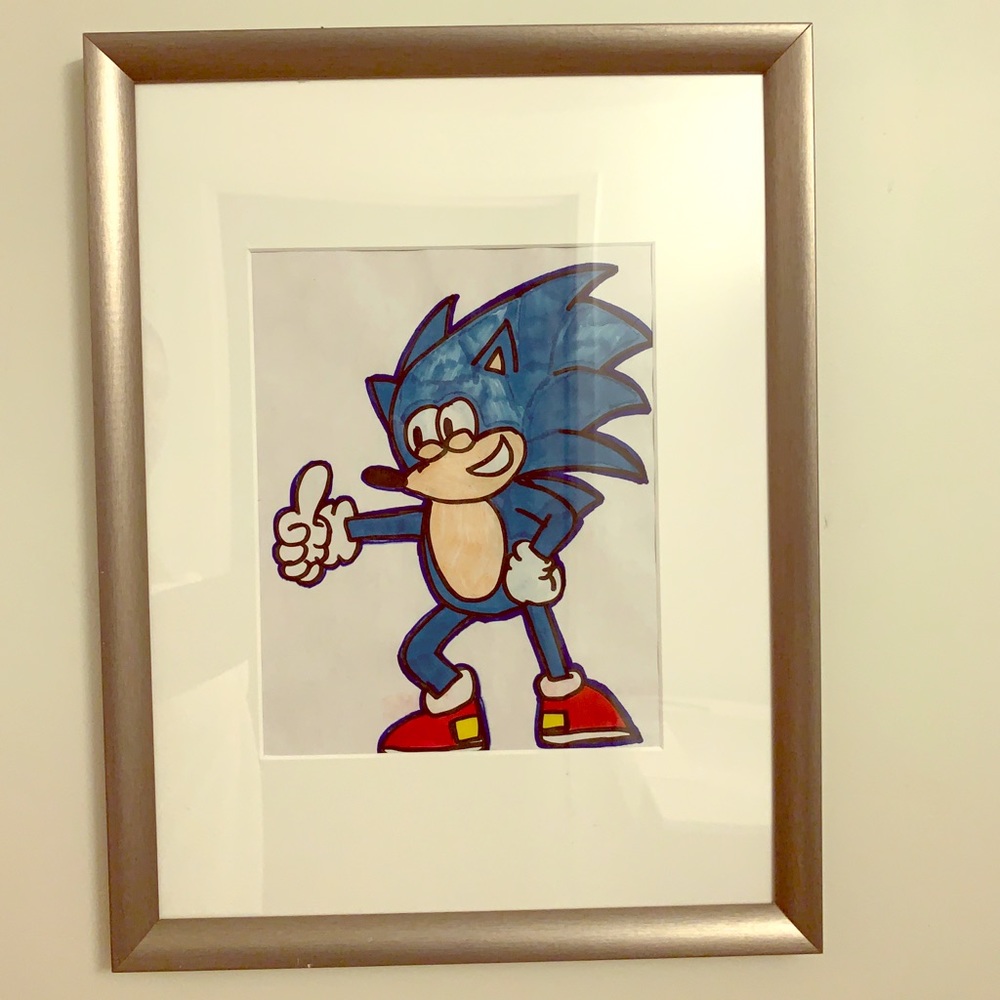 Sonic Picture Frame Drawings Done By My Son - Gem